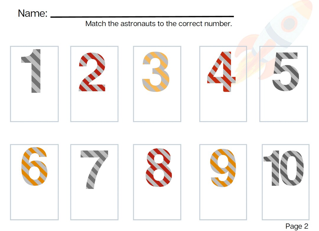 Pre-k, Preschool, Kindergarten Astronaut Counting and Matching ...