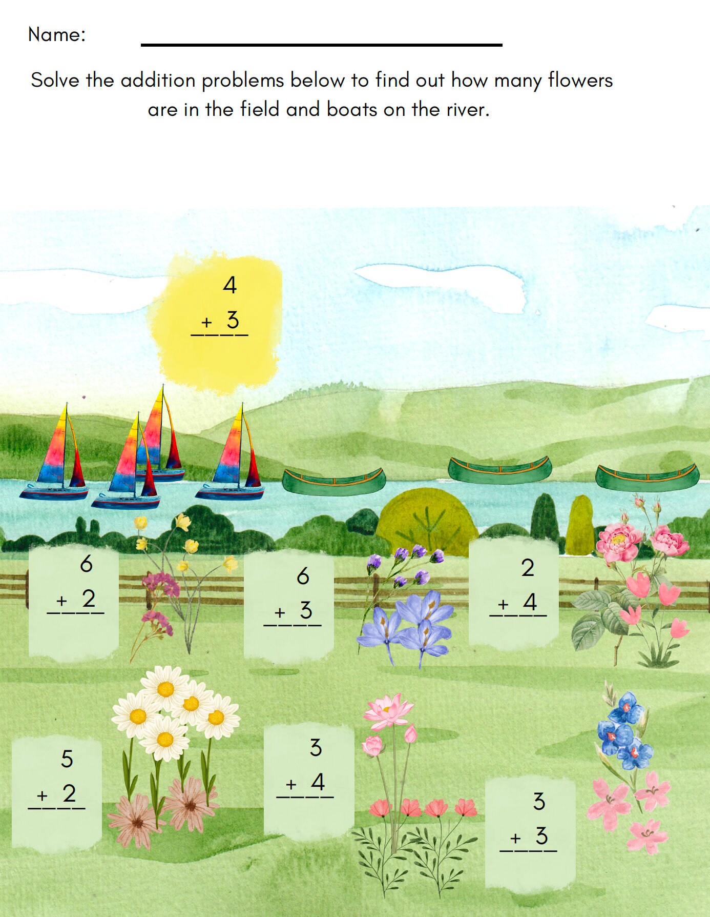 Beautiful Adding Worksheet for Kindergarten, 1st Grade Homeschool ...
