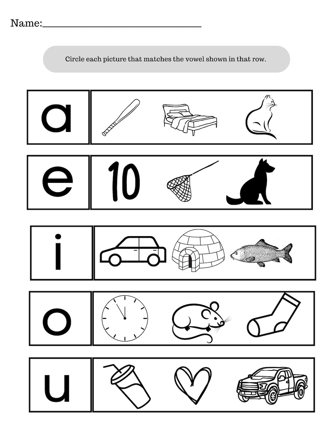 Kindergarten 1st Grade Vowels Sounds Phonemic Awareness Identifying ...