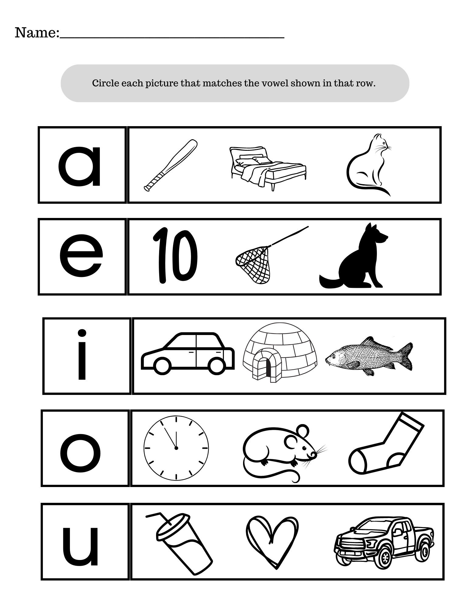 Kindergarten 1st Grade Vowels Sounds Phonemic Awareness Identifying ...