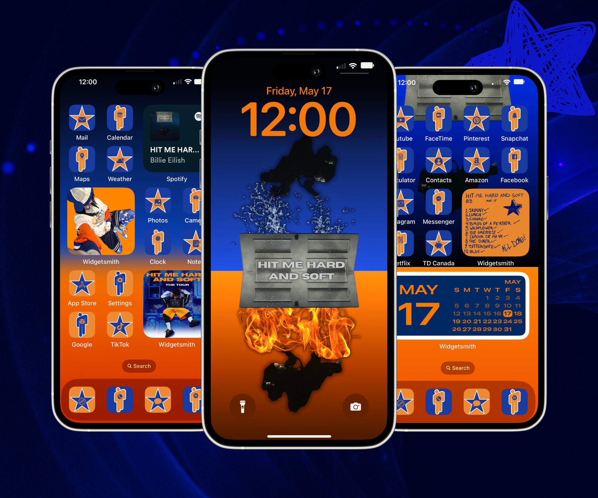 Billie Eilish HMHAS Blue and Orange Inspired App Icons Pack Wallpapers ...