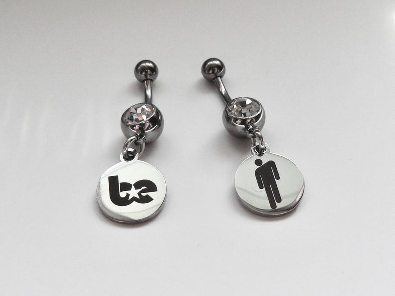 Billie Eilish-inspired Belly Rings | “BE” Star Logo + Blohsh Icon ...