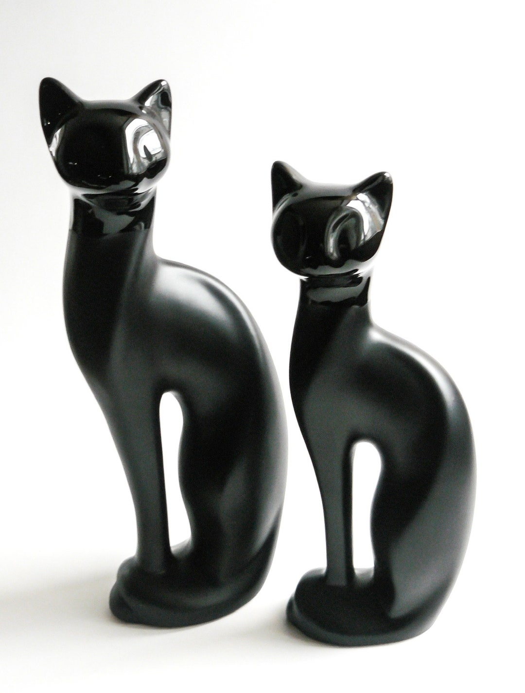 Pair of Vintage Mid-century Art Deco Black Cat Statues - Etsy