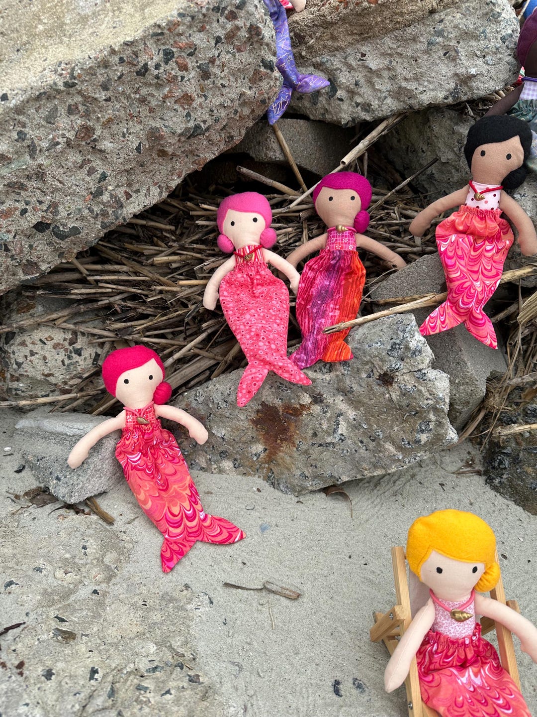 Mermaid Dolly || Pink Hair 10 Inch Fabric Doll With Removable Tails for ...