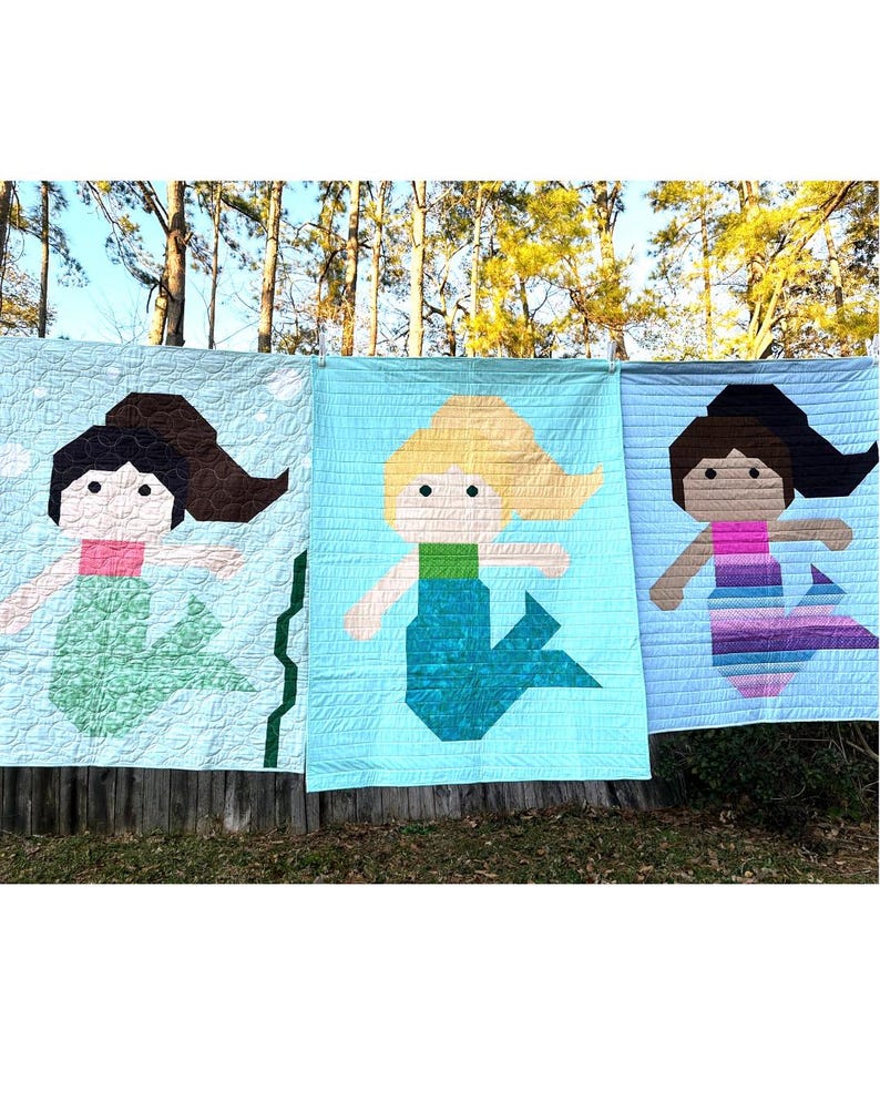 Mermaid Tale Quilt Pattern // Digital Quilt Pattern for Throw Size ...