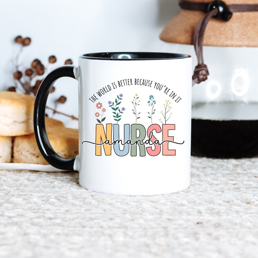 Personalized Nurse Coffee Mug, Custom Nurse Mug, Custom RN Gifts, Retro ...
