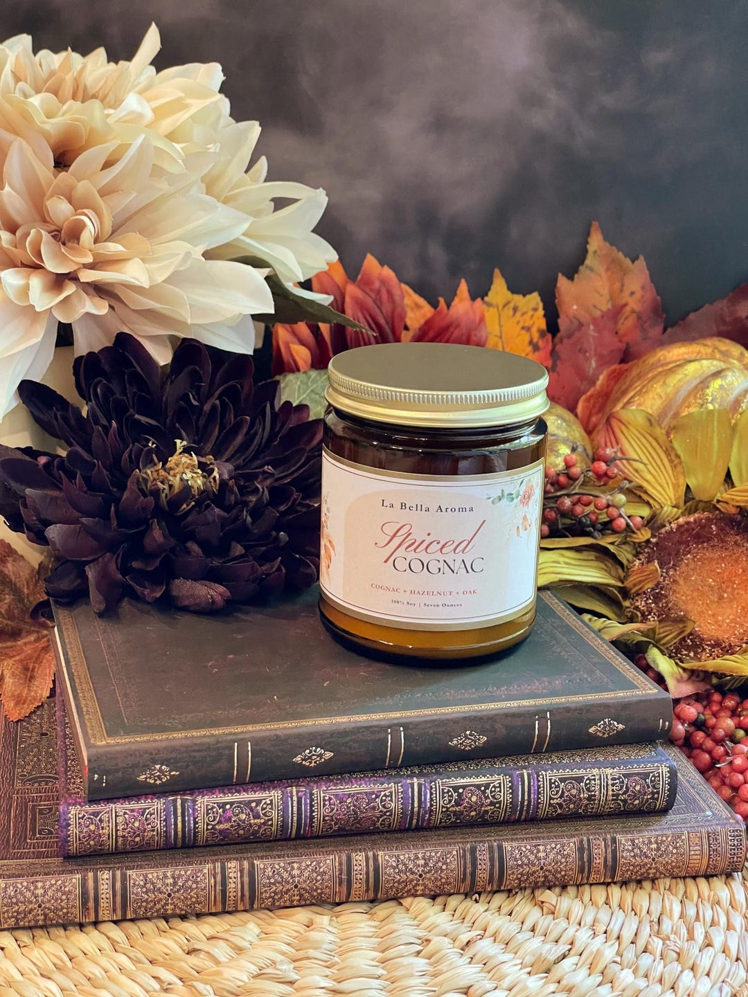 Spiced Cognac Candle - Cognac, Hazelnut, Cinnamon, & Oak Wood 100% Soy ...