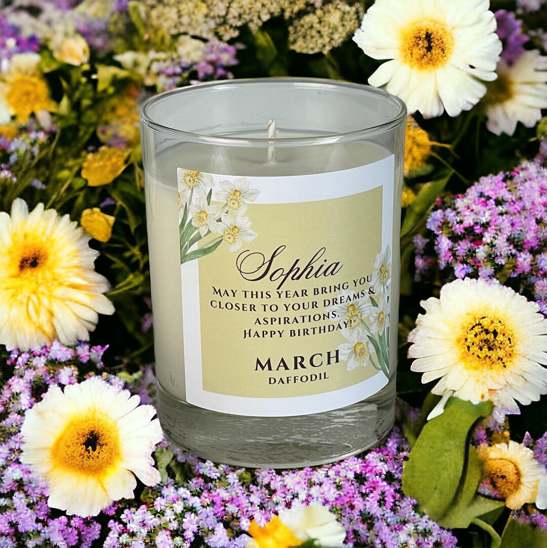 Birth Flower Candle, Personalized Handmade Natural Soy Birth Month ...