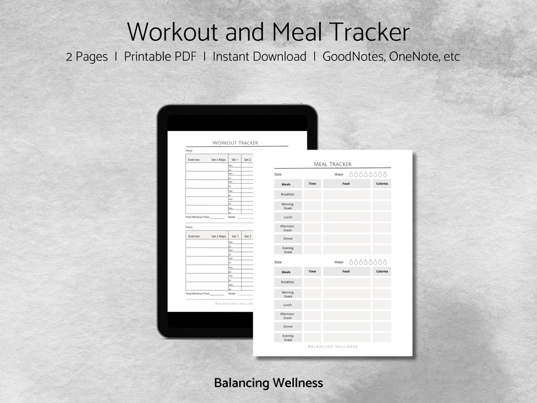 Workout and Meal Tracker Printable Daily Exercise Log Daily - Etsy