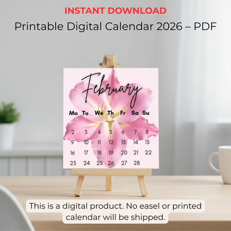 2026 Mini Desk Calendar Printable, 3x3 Inch Square Floral Calendar ...