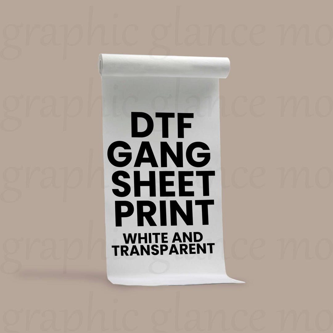 DTF Mockup PSD, Gang Sheet, Transparent & White, DTF Transfer Sheet ...