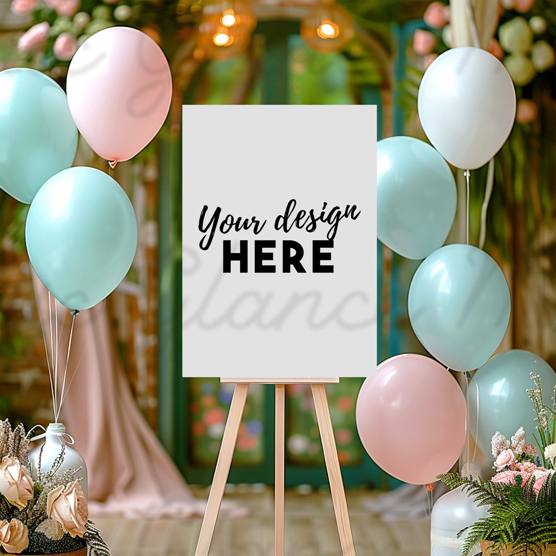 Party Easel Mockup 5x7, Gender Reveal, Easel Mockup Baby Shower Easel Mock up Canvas, Mockup ...