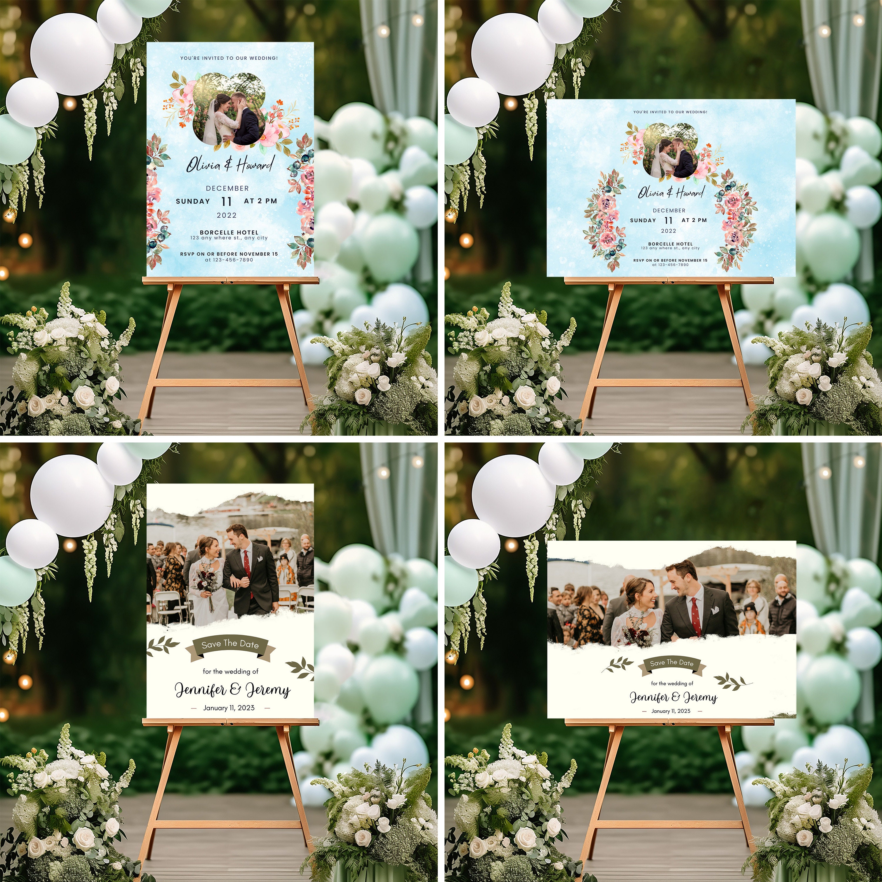 2 X Glamour Party Easel Mockup 5x7 | Easel Mockup Baby Shower Easel ...