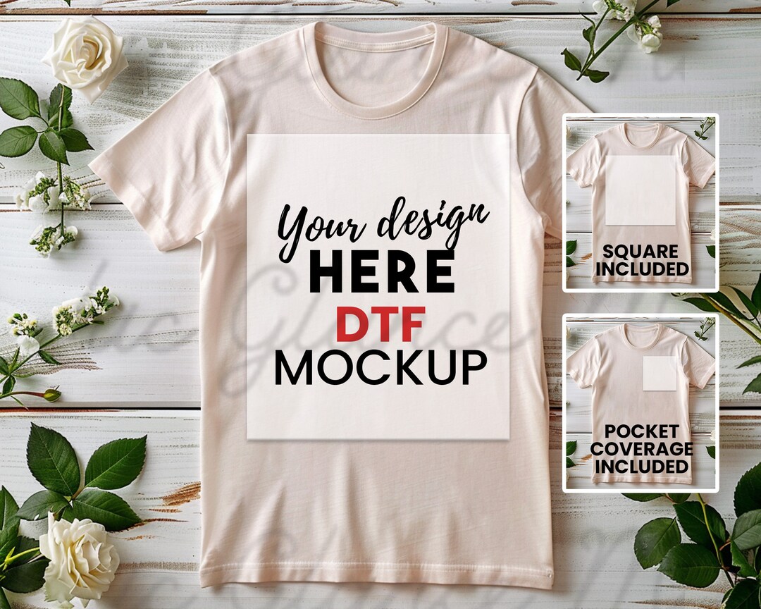 DTF Transfer Mockup, DTF Canva, Natural DTF Transfer Sheet Mockup ...