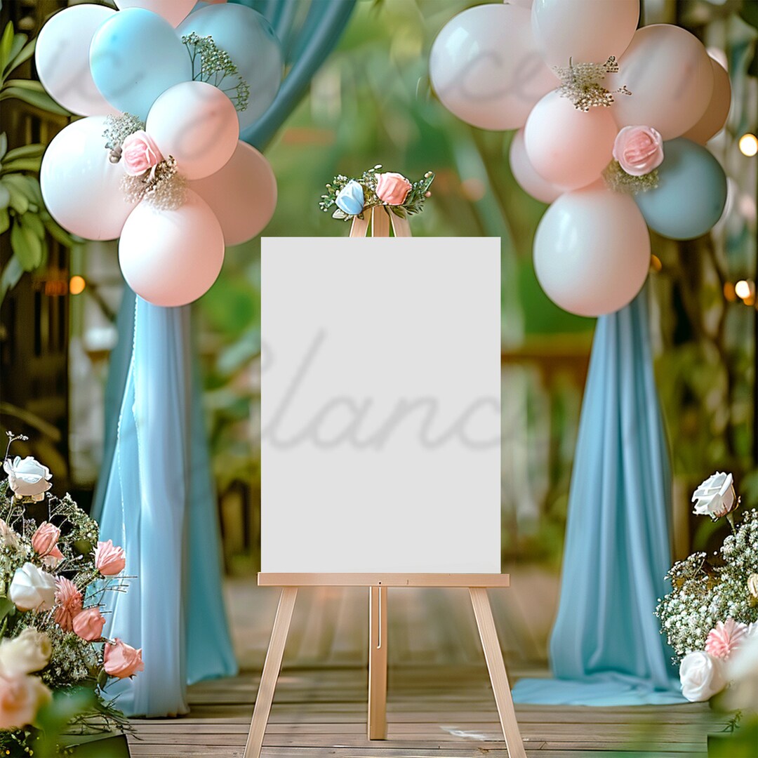 Party Easel Mockup 5x7, Gender Reveal, Easel Mockup Baby Shower Easel ...