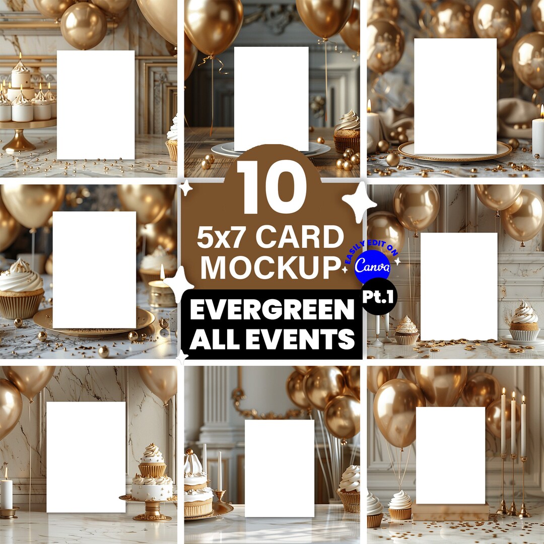 10 Invitation Greeting Card Mockup Bundle, 5x7 Invite Mockup, All ...