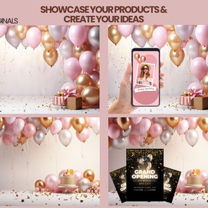 30 X Party Birthday Digital Backgrounds, Mockup Bundle, Add Your Own ...