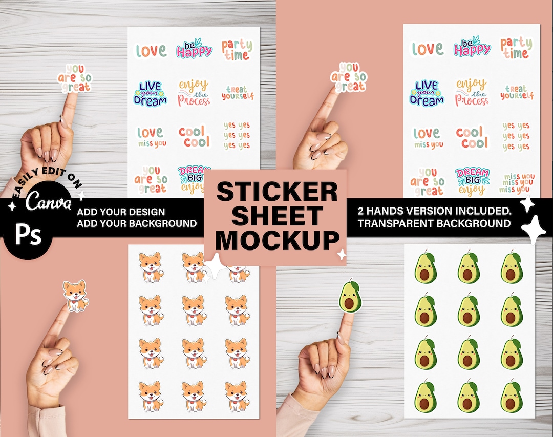 Sticker Sheet Mockup Sticker Mockup Hand Decal Mockup Die Cut Sticker ...