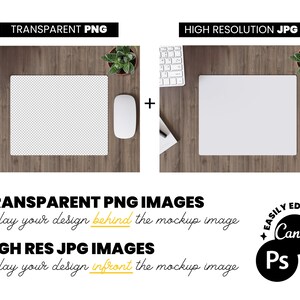Mouse Pad Mockup White/transparent - JPG & PNG | Sublimation Mousepad ...