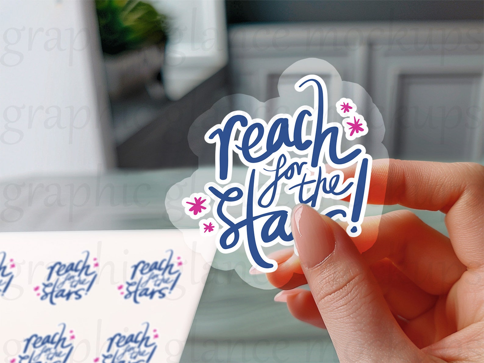 Transparent Sticker Mockup, Sticker Sheet Mockup, Custom, Transparent ...