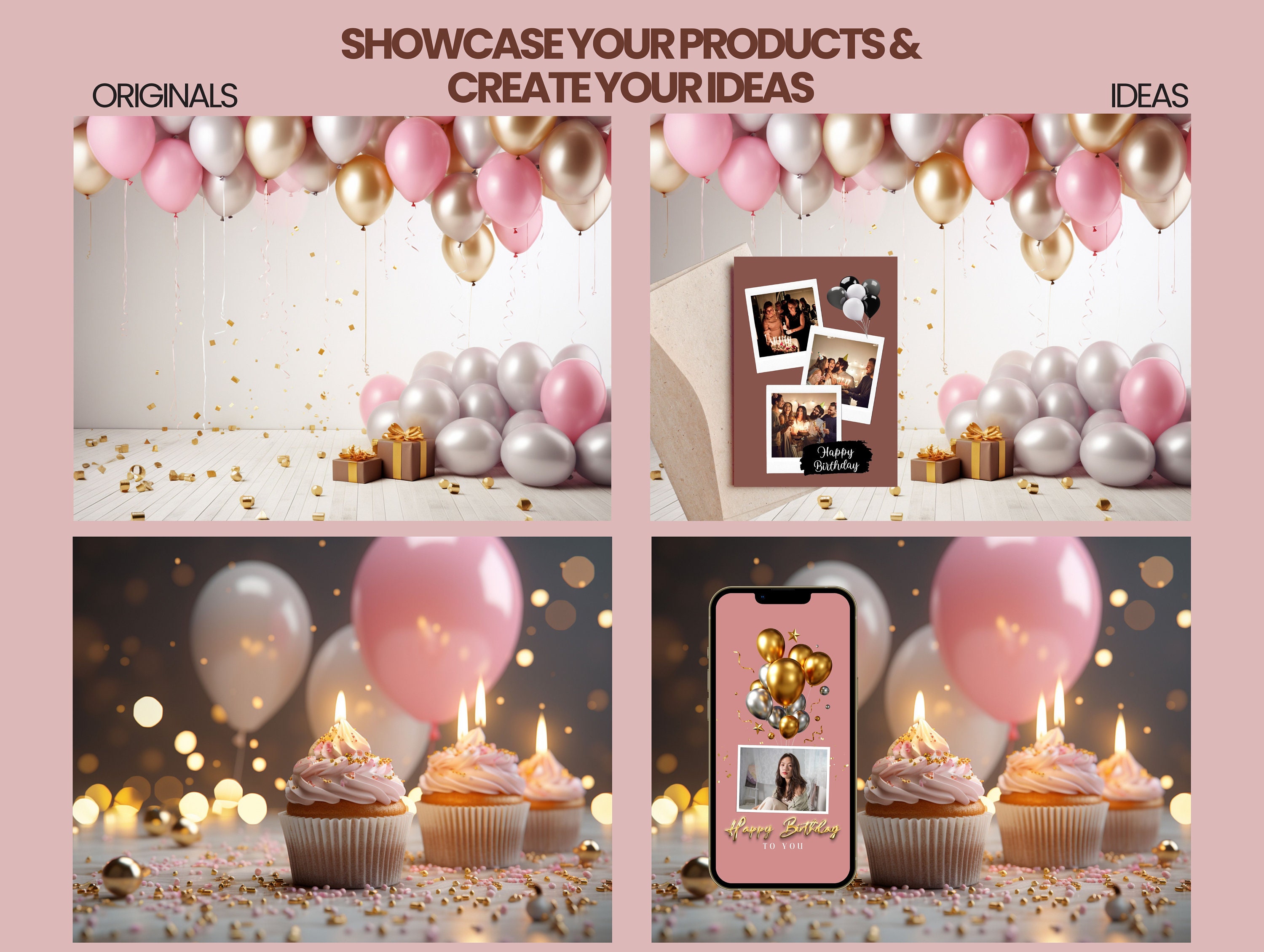 30 X Party Birthday Digital Backgrounds Mockup Bundle Add - Etsy