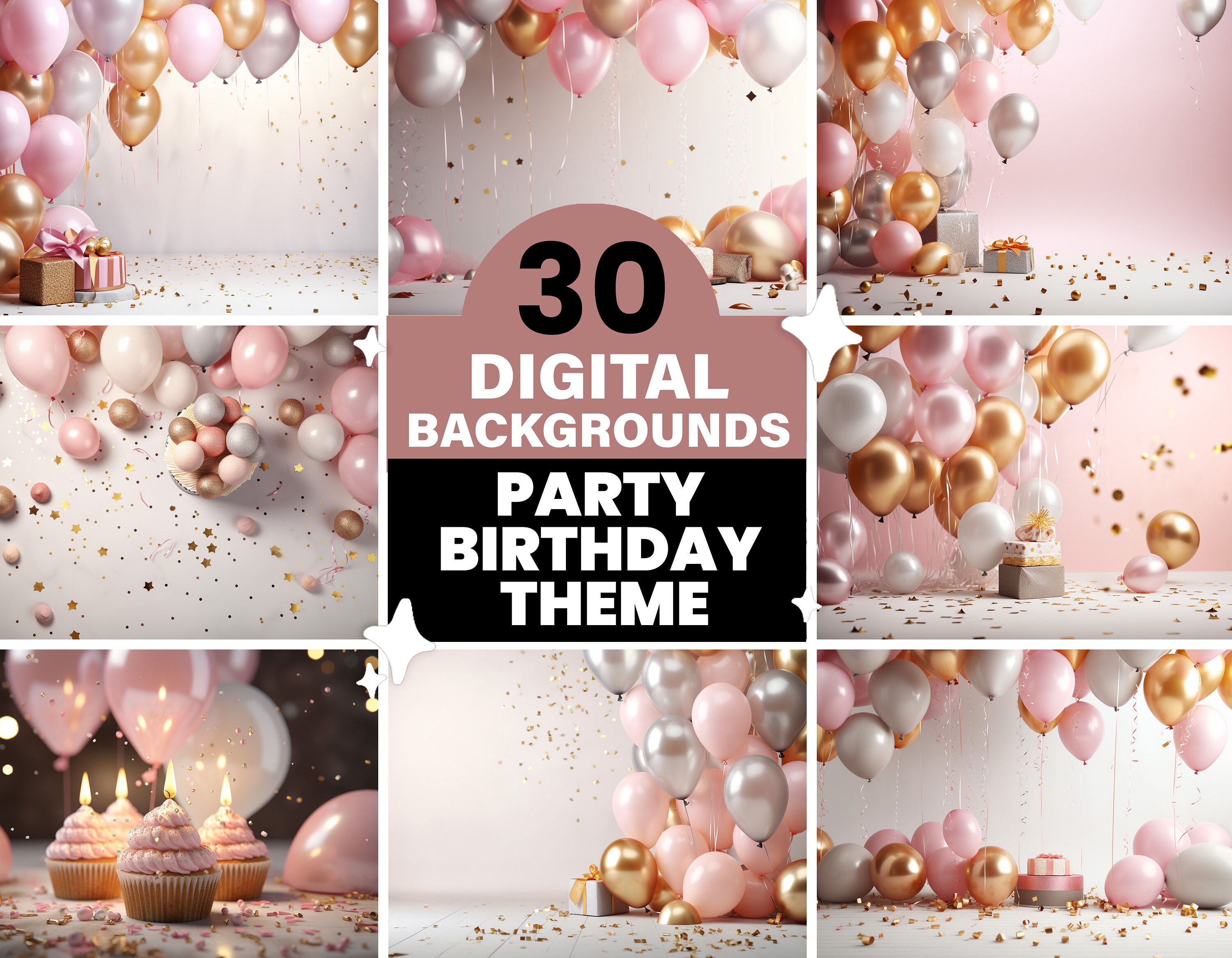 30 X Party Birthday Digital Backgrounds Mockup Bundle Add - Etsy