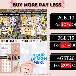 Sticker Pile Mockup, Sticker Mockup, Row of 8, Multiple, Decal Mockup ...