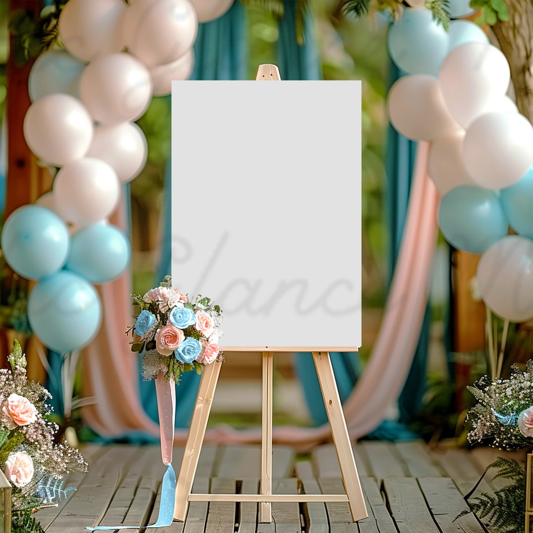 Party Easel Mockup 5x7, Gender Reveal, Easel Mockup Baby Shower Easel ...