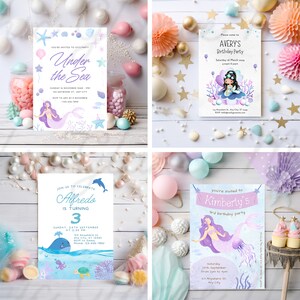 30 Mermaid Inspired Invitation Card Mockup Bundle, 5x7 Invite Mockup ...