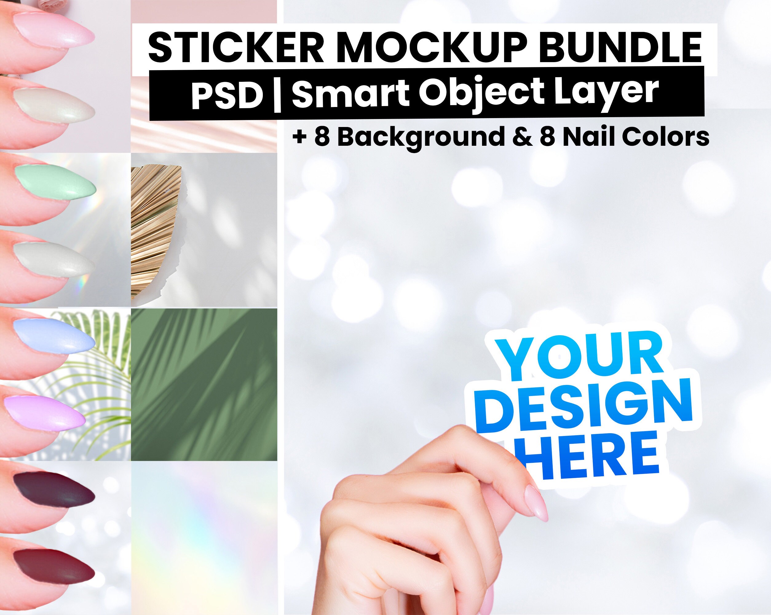 Sticker Mockup PSD, Smart Object Hand Holding Sticker Mockup, 8 ...