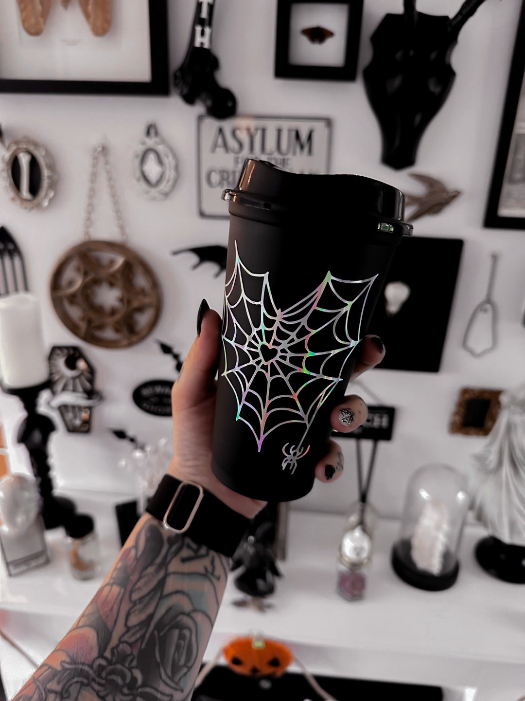 Spider Web Hot Cup Reusable Cup Halloween Tumbler Hot Coffee - Etsy