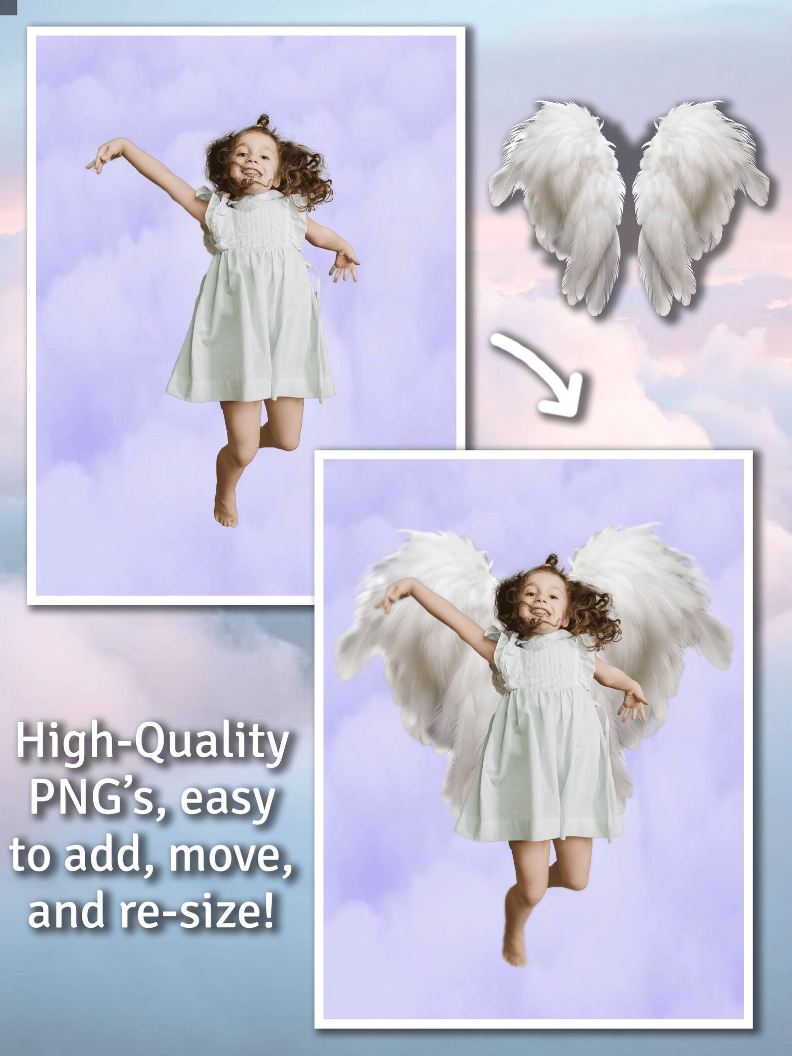 Digital Angel Wings, Transparent Background Png's for Photo Editing ...