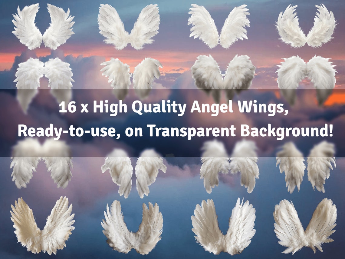 Digital Angel Wings, Transparent Background Png's for Photo Editing ...