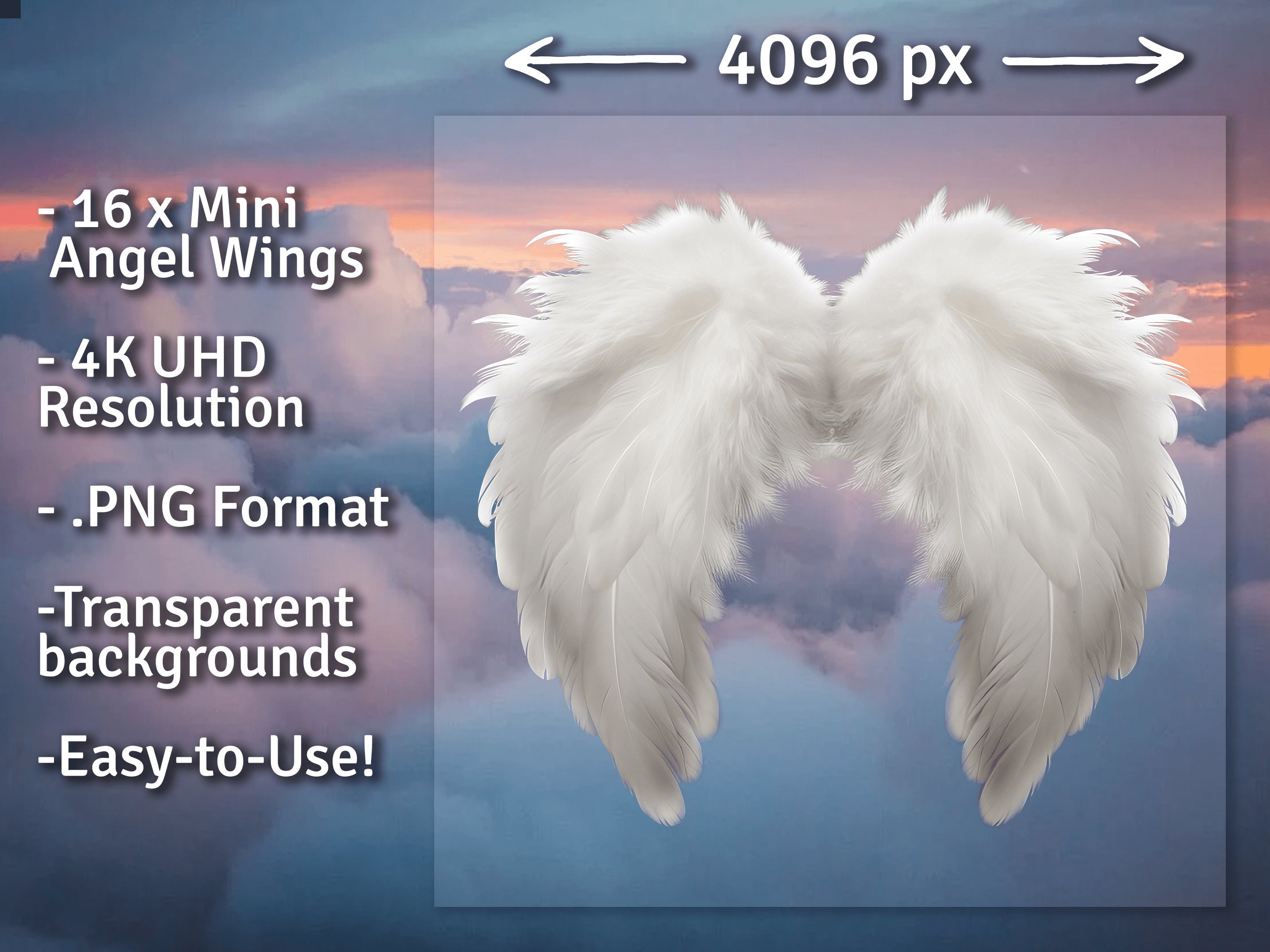 Digital Angel Wings, Transparent Background Png's for Photo Editing ...
