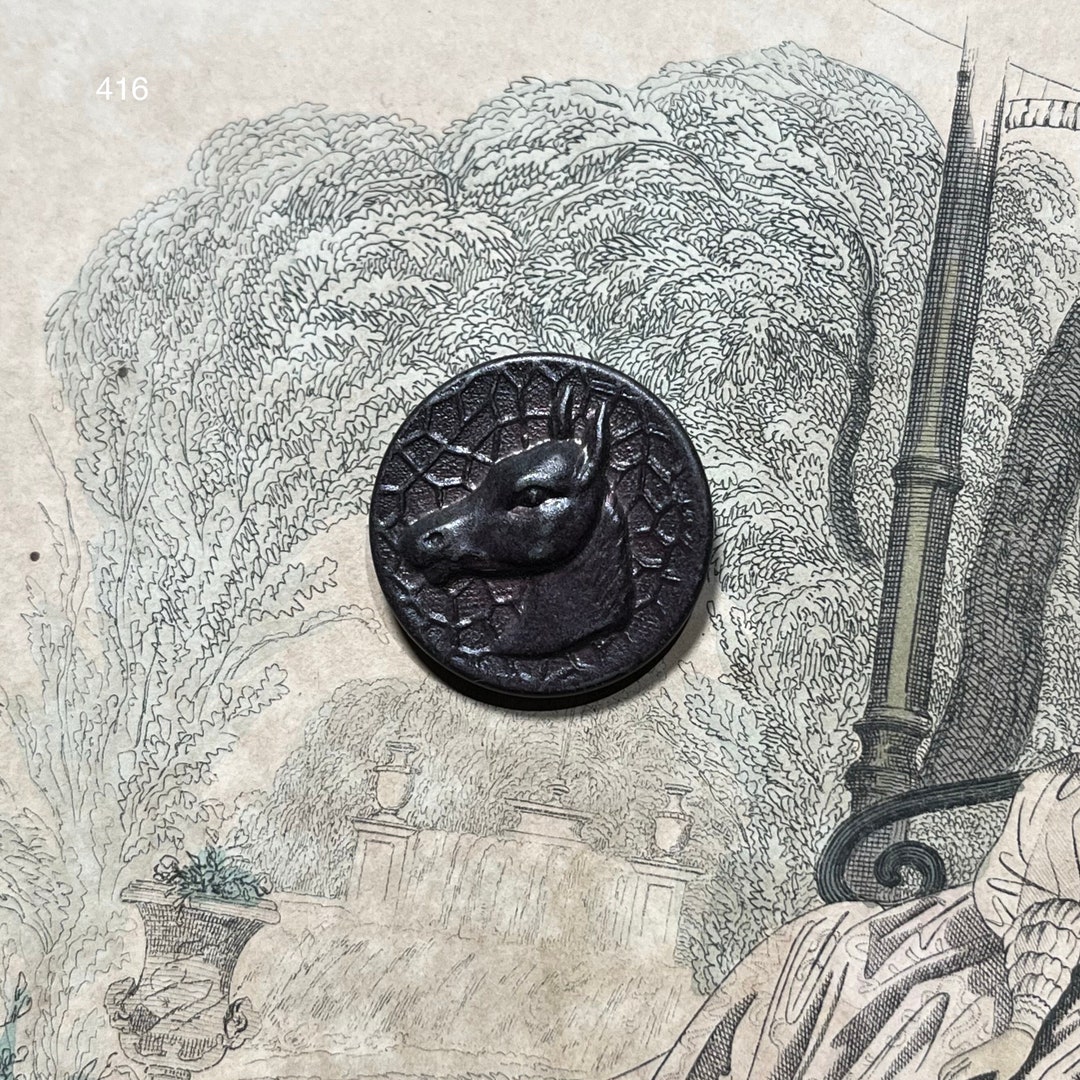Antique 20th Century French Hunting Button With Horse Motif - Etsy