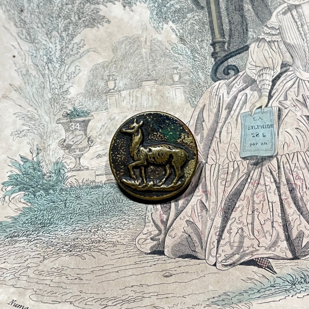 Antique 20th Century French Hunting Button With Doe Motif - Etsy