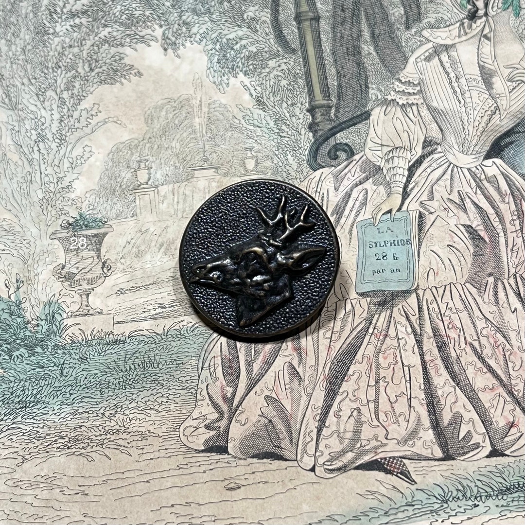 Antique 20th Century French Hunting Button With Deer Motif - Etsy