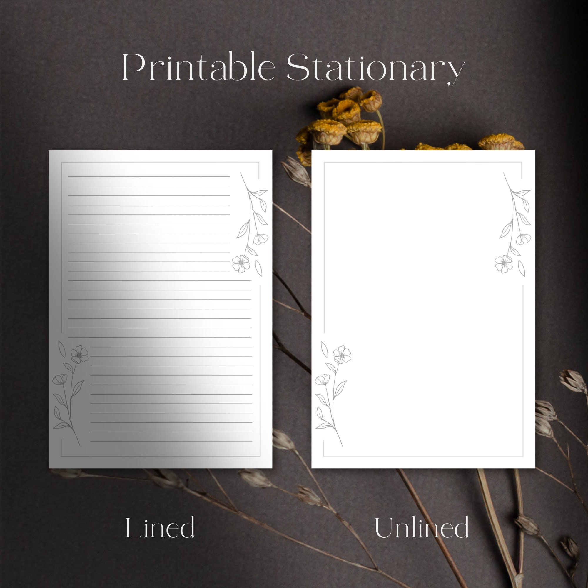 Floral Letterhead Template in A4 Format: Lined and Unlined Layout, PDF ...