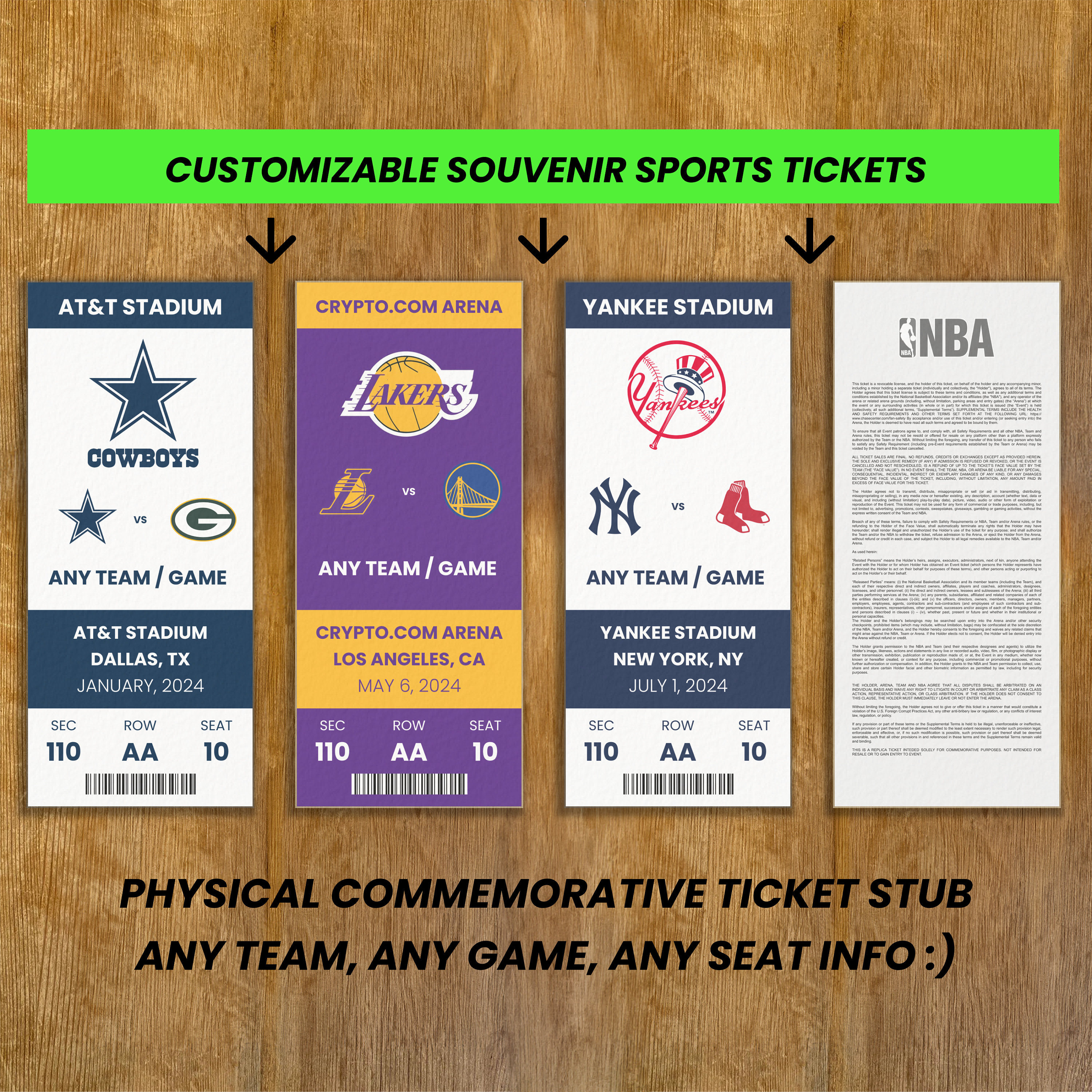 Customizable Souvenir Sports Game Ticket Physical Ticket Stub for ...