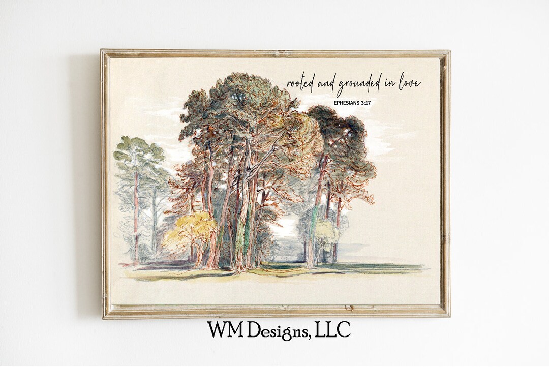 Christian Wall Art Rooted and Grounded Bible Verse Print Encouraging ...