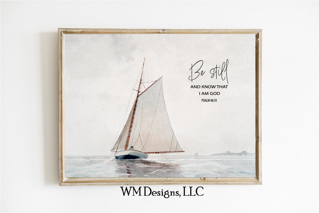 Sailboat Print Bible Verse Printable Christian Wall Decor Printable ...