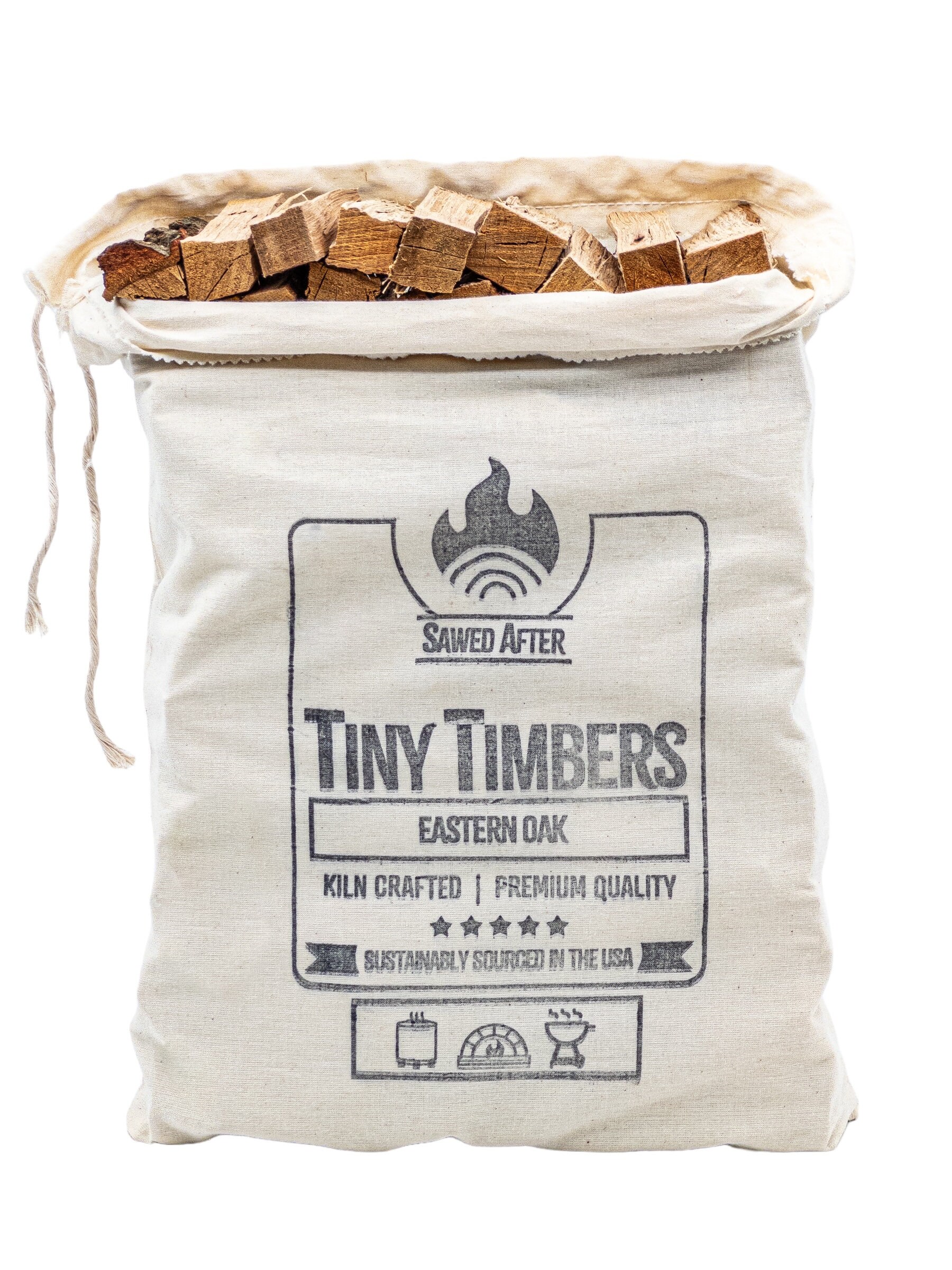 Tiny Timbers - Eastern Oak - 15 Lb Cotton Bag of 5" Mini Oak Firewood ...