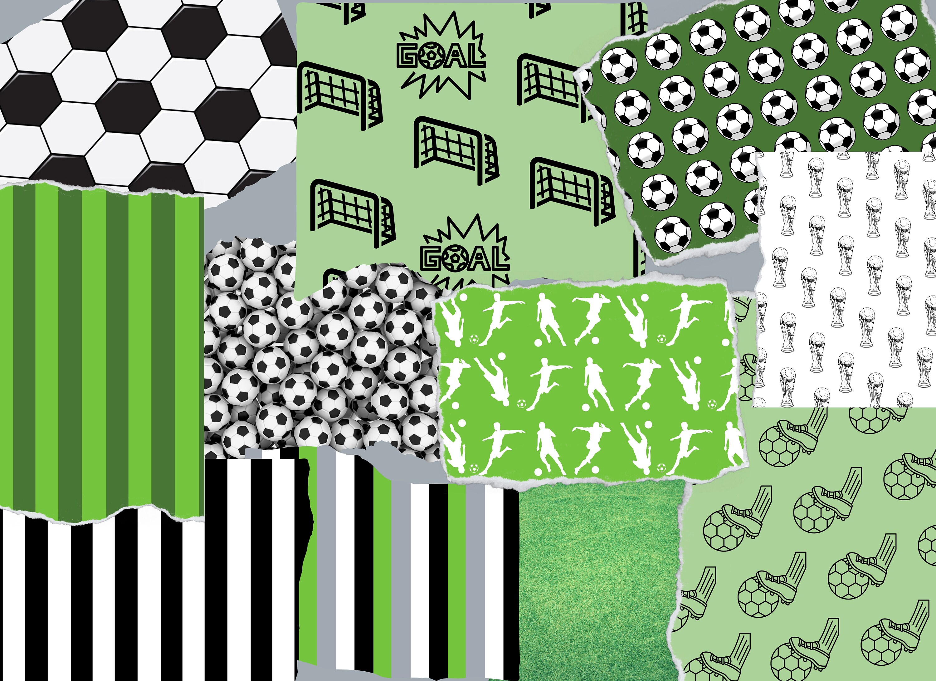 Green Soccer Digital Paper, Sport Scrapbook Papers, Football Background ...
