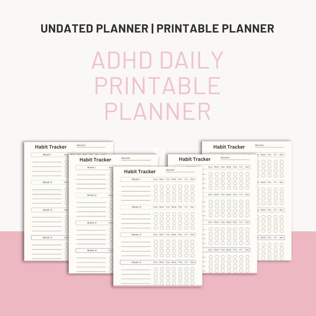 ADHD Habit Tracker PDF | Minimalist One-page Monthly Routine & Goal ...