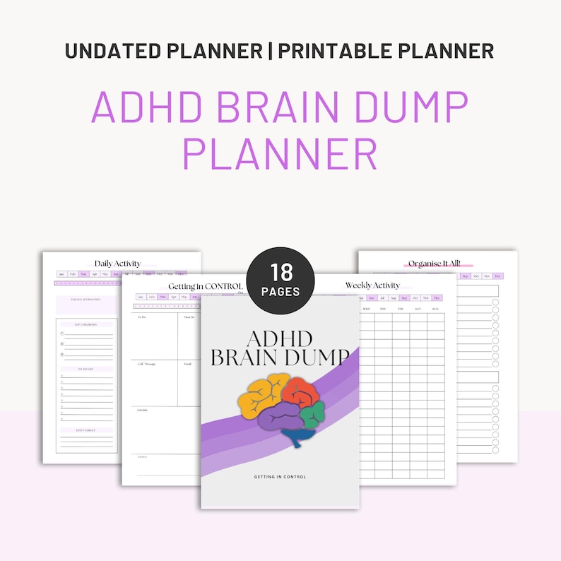 ADHD Brain Dump Planner PDF | Printable Mental Clarity Journal ...
