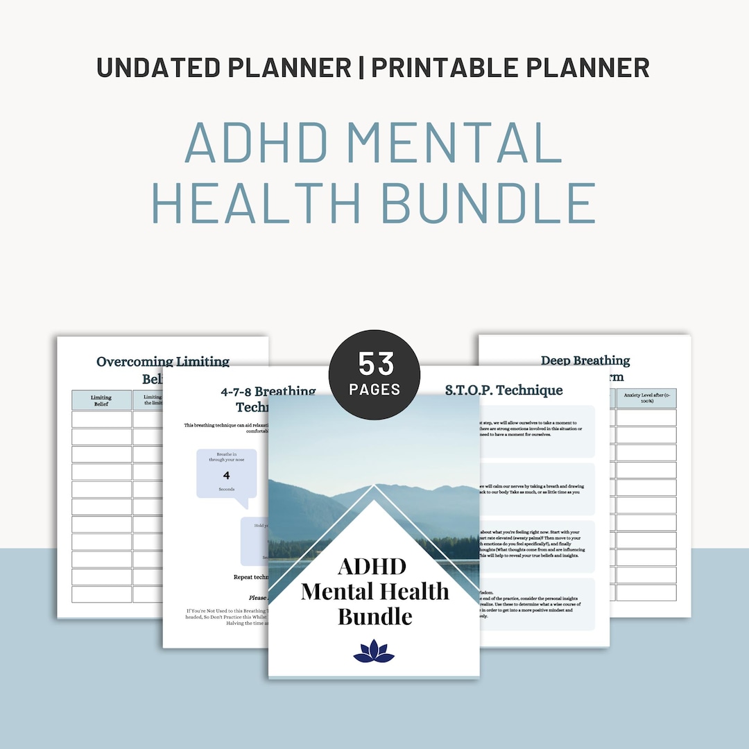 ADHD Mental Health Planner PDF | Printable Anxiety Tracker, Self-care ...