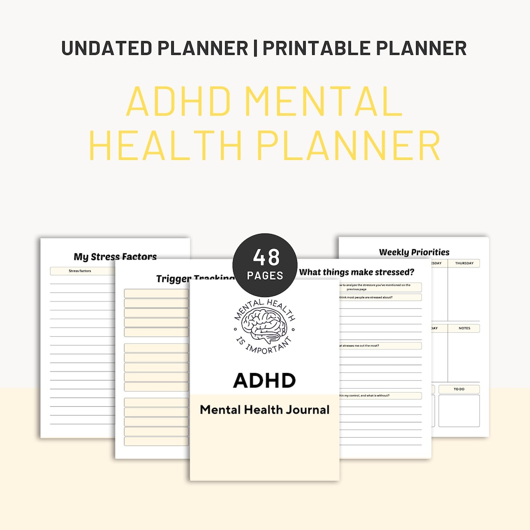 ADHD Mental Health Journal PDF | Printable Anxiety Mood Trigger and ...