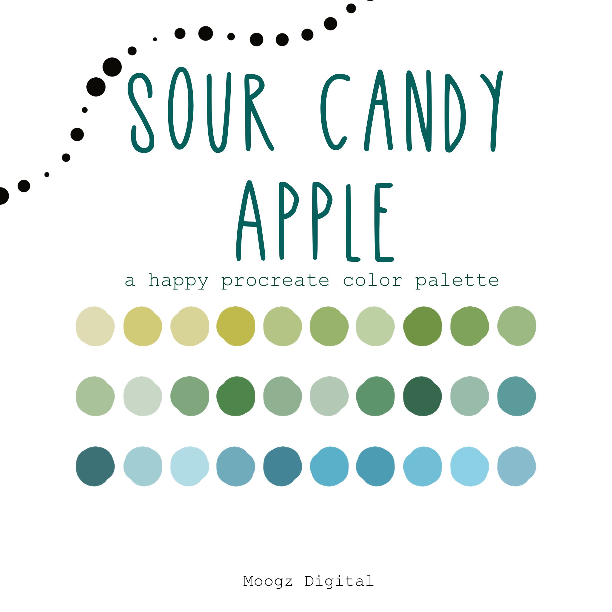 Procreate Color Palette, Sour Candy Apple Color Palette, Procreate ...