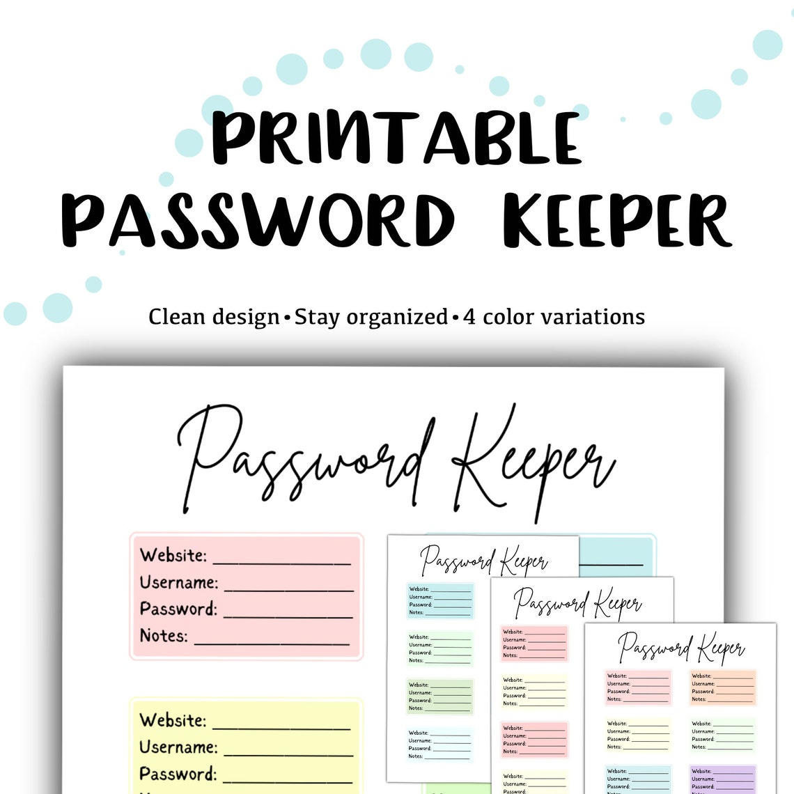 Printable Password Keeper, Password Log, Printable Password Tracker ...