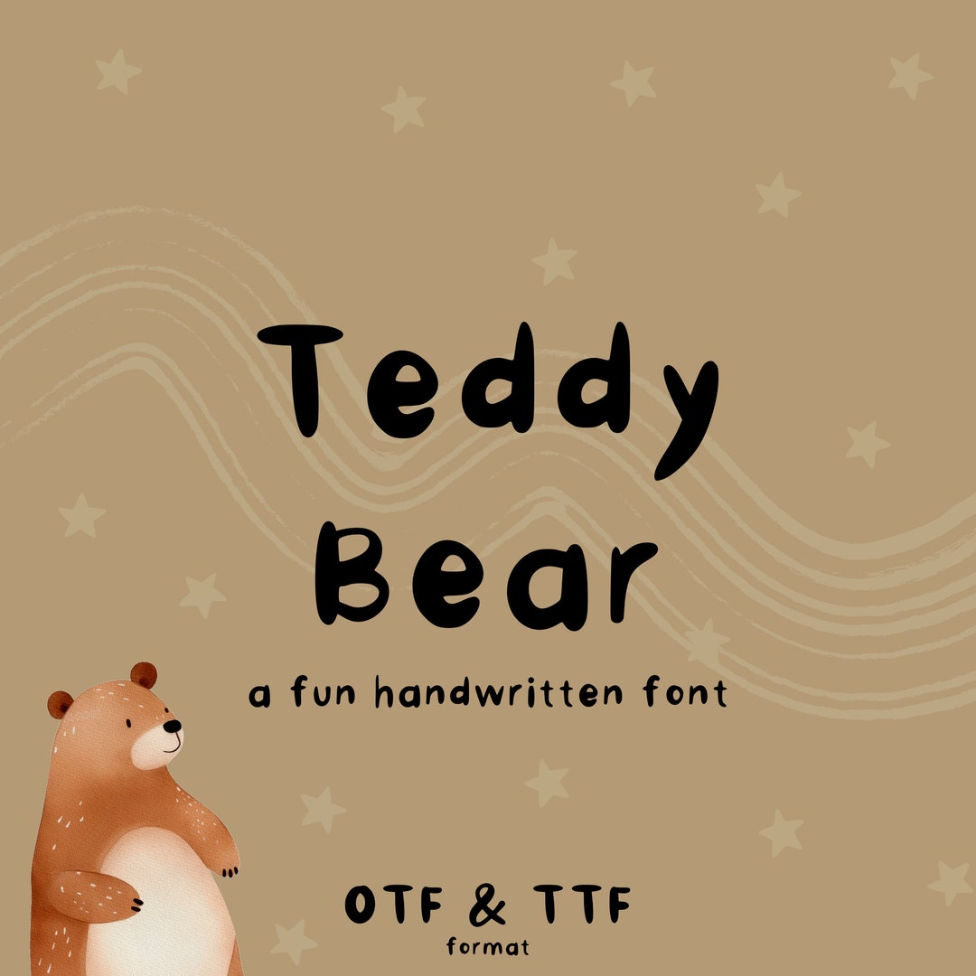 Handwritten Font Teddy Bear Handwritten Font Hand Lettered - Etsy